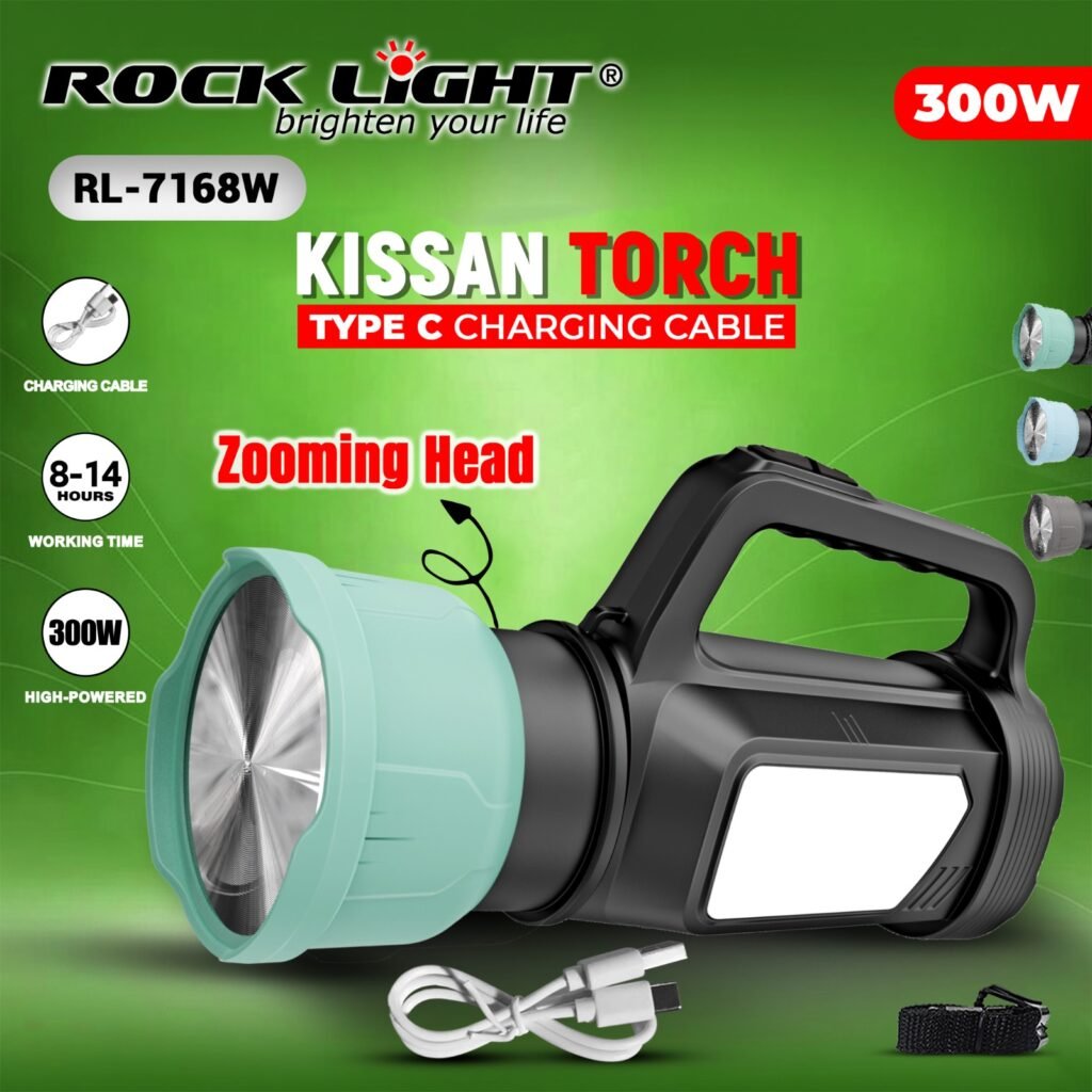 RL-7168W – Portable Kisan Torch with Super Bright Beam - Rocklight.co.in