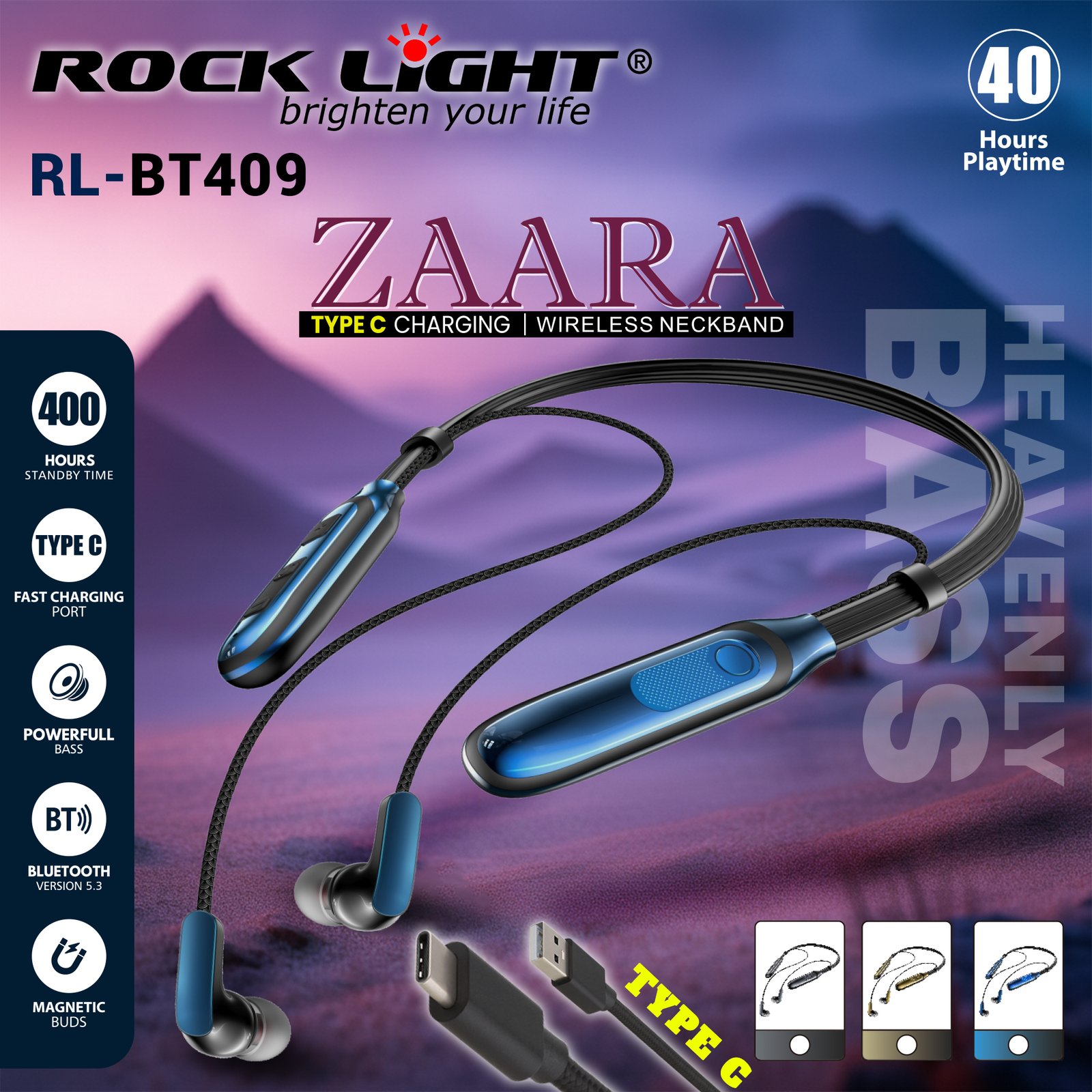 RL-BT409 | Super Bass Magnetic Earbuds Bluetooth Neckbands for Travel ...