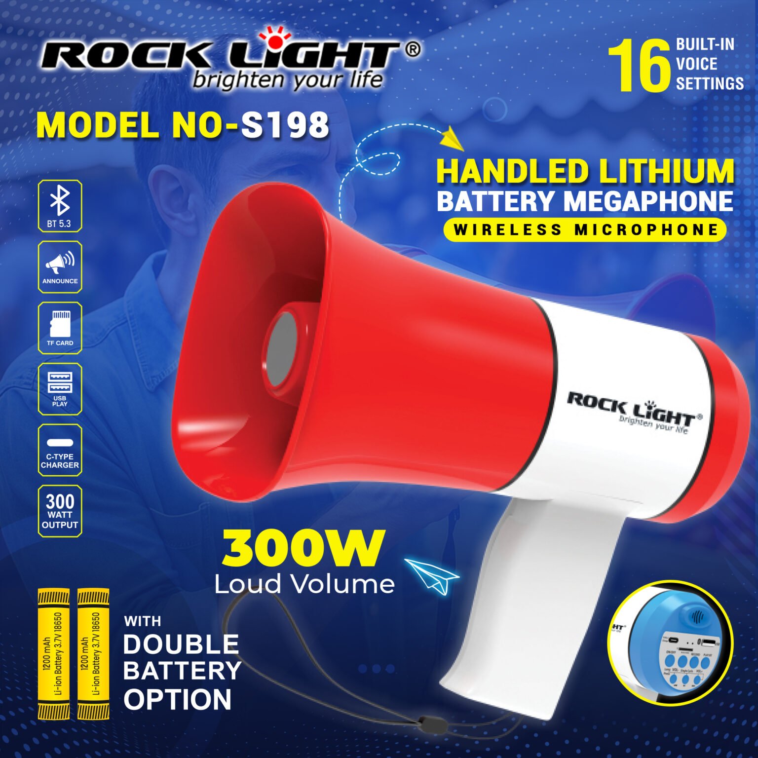 S198 – Ultra Portable Megaphone with Loud Output - Rocklight.co.in