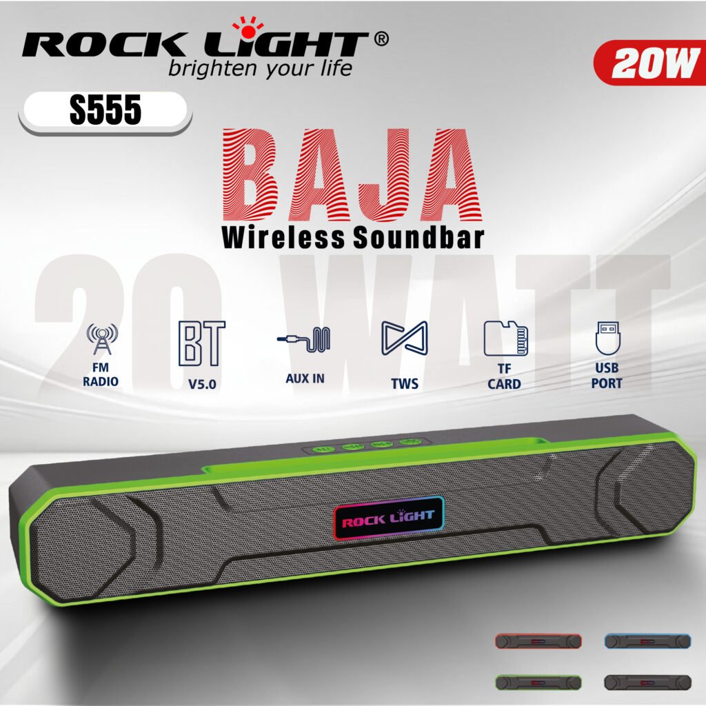 S555 – Lightweight Portable Soundbar for Travel Use - Rocklight.co.in