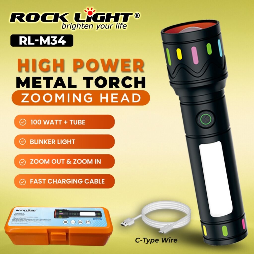 M34 durable Metal Torch light - Rocklight.co.in