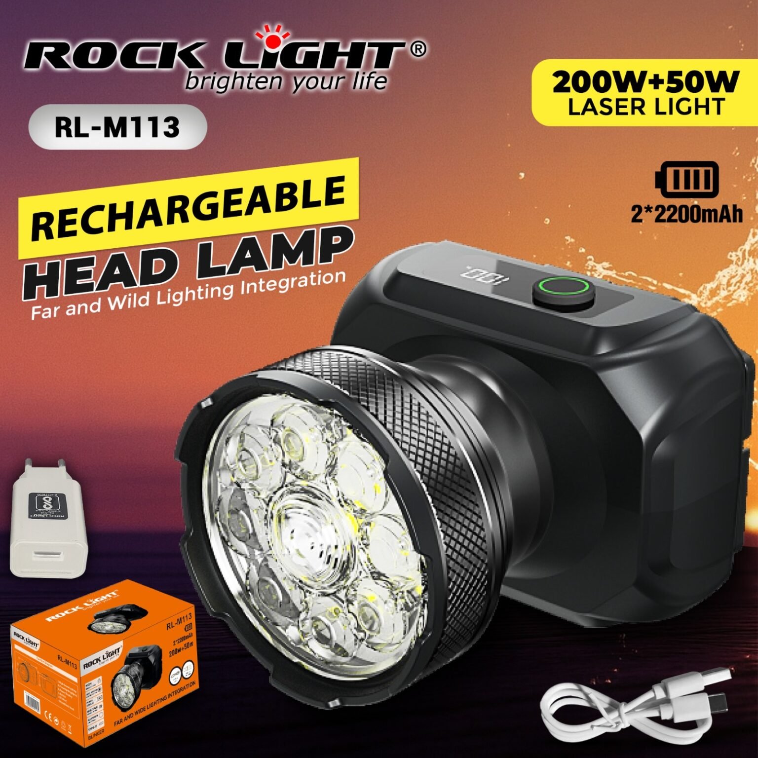 RL M113 Head Lamp durable design for camping and trekking - Rocklight.co.in